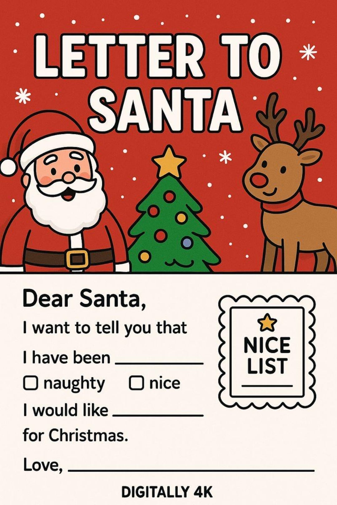 Santa Christmas Wishlist Card - Etsy