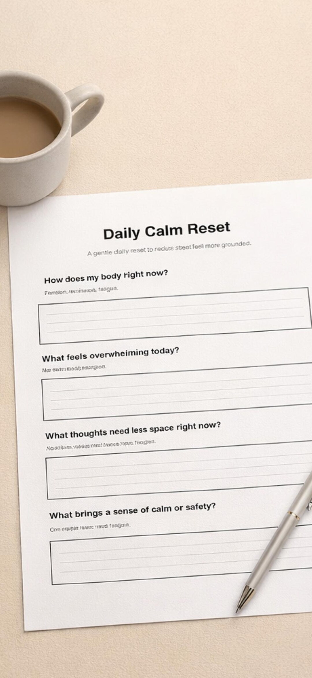 Morning Calm Reset Worksheet – Gentle Start to the Day for Mental ...
