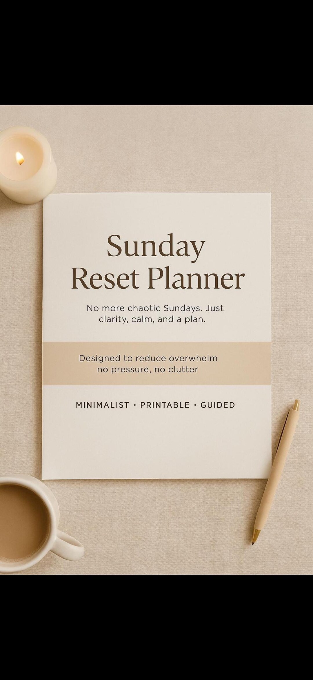 Weekly Calm Reset Planner Printable Minimal Stress Relief Worksheet ...