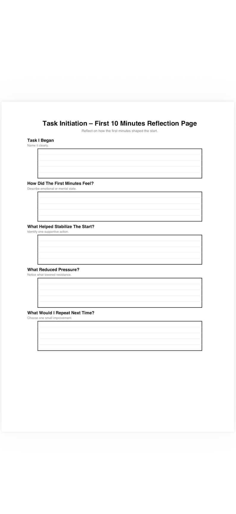 Task Initiation Worksheet for Neurodivergent Adults | First 10 Minutes ...