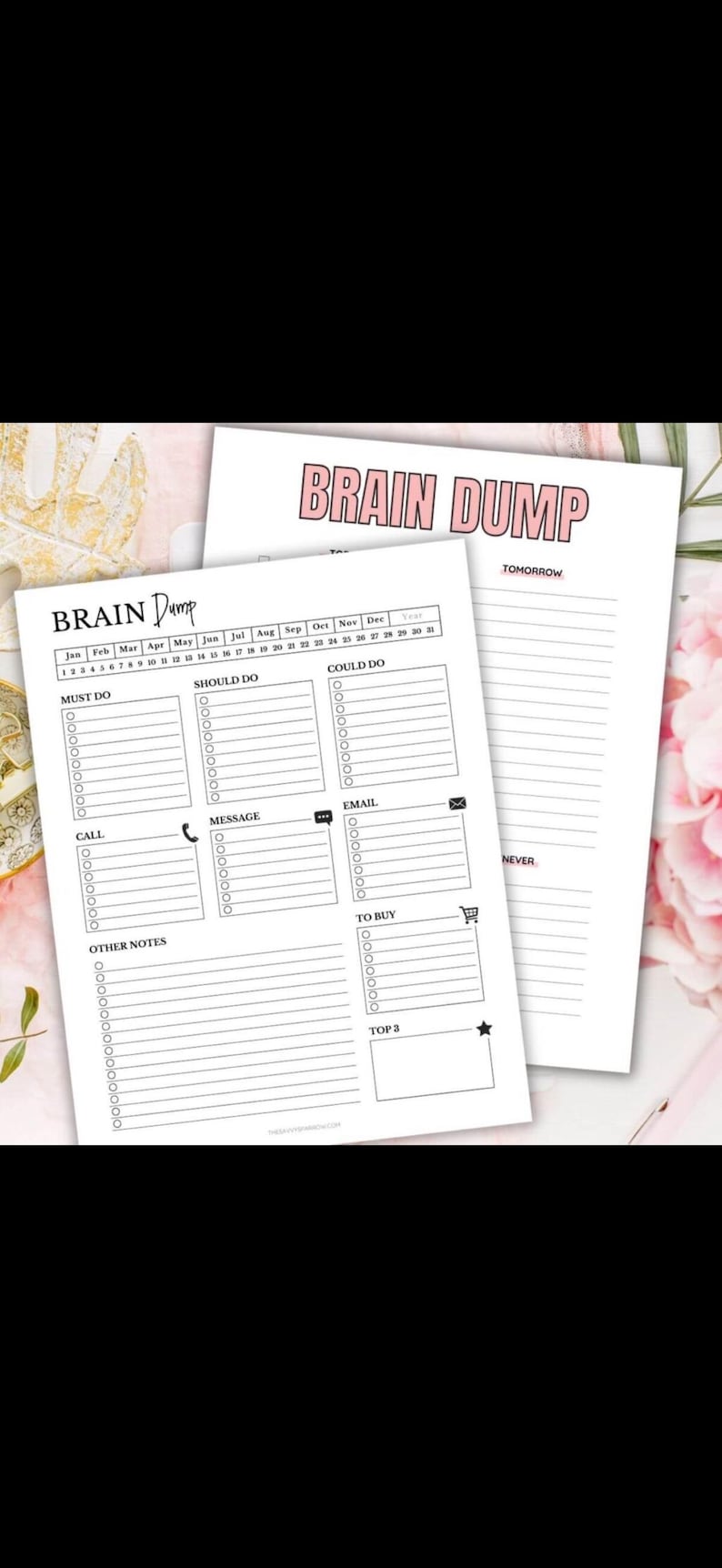 Guided Reflection Brain Dump Printable | Self Reflection Worksheet PDF ...