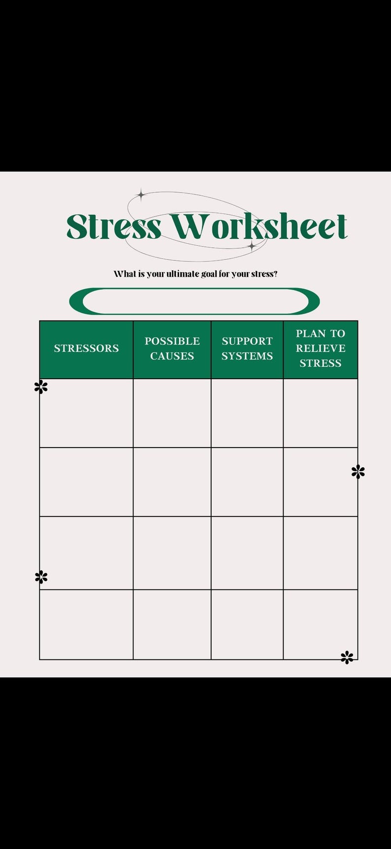 Stress Release Worksheet Printable A4 Evening Calm Self Care Journal - Etsy