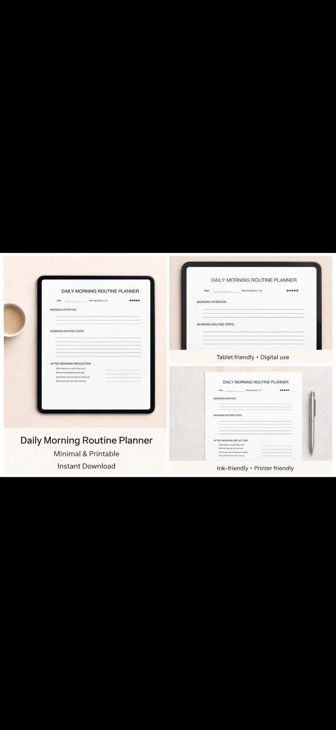 Daily Morning Routine Planner Printable Minimal Morning Planner PDF ...