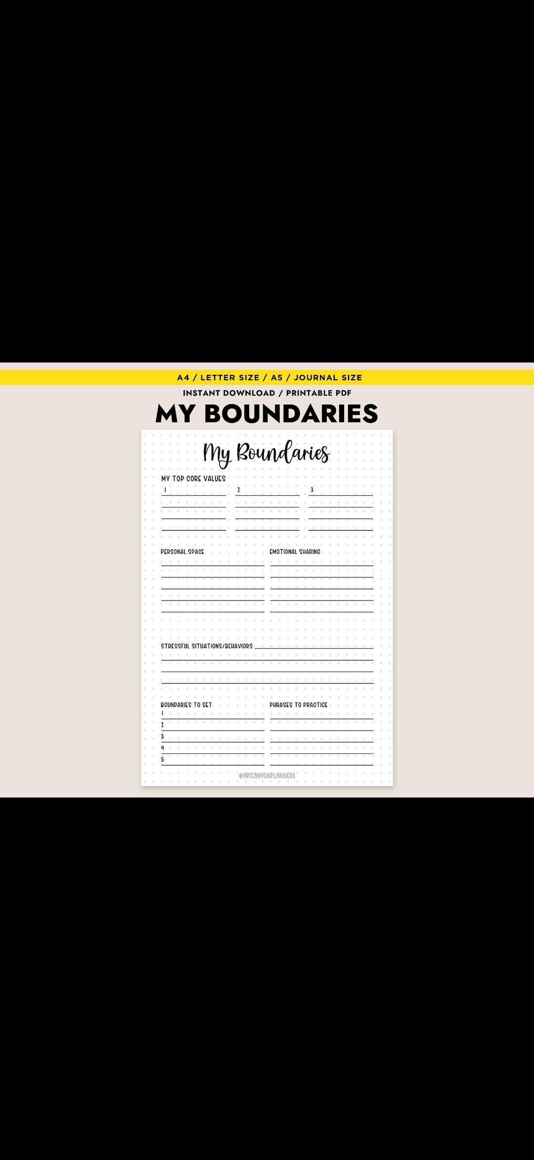 Emotional Boundaries Check in Printable | Stop People Pleasing & Notice ...