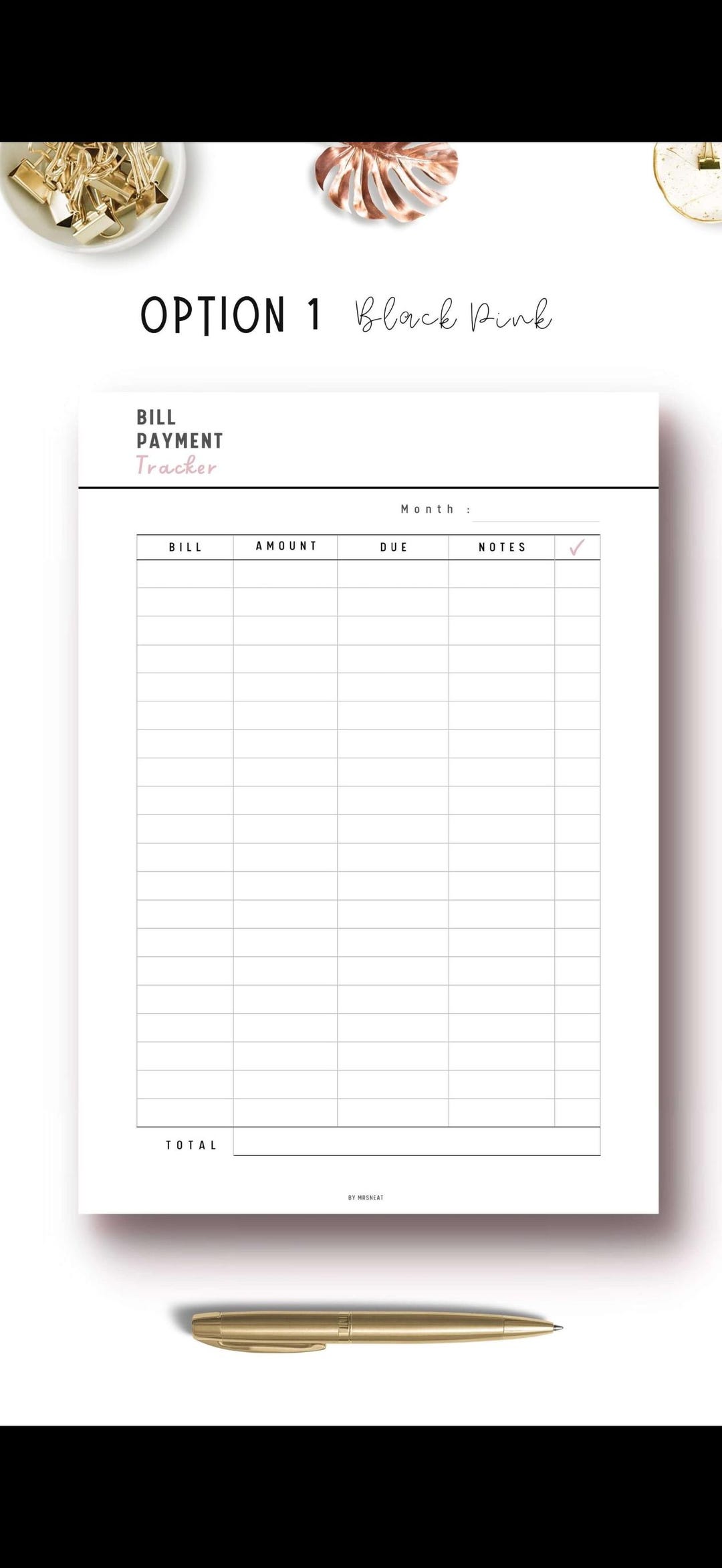Bill Tracker Printable A4 – Minimal One Page Bill Payment Planner - Etsy