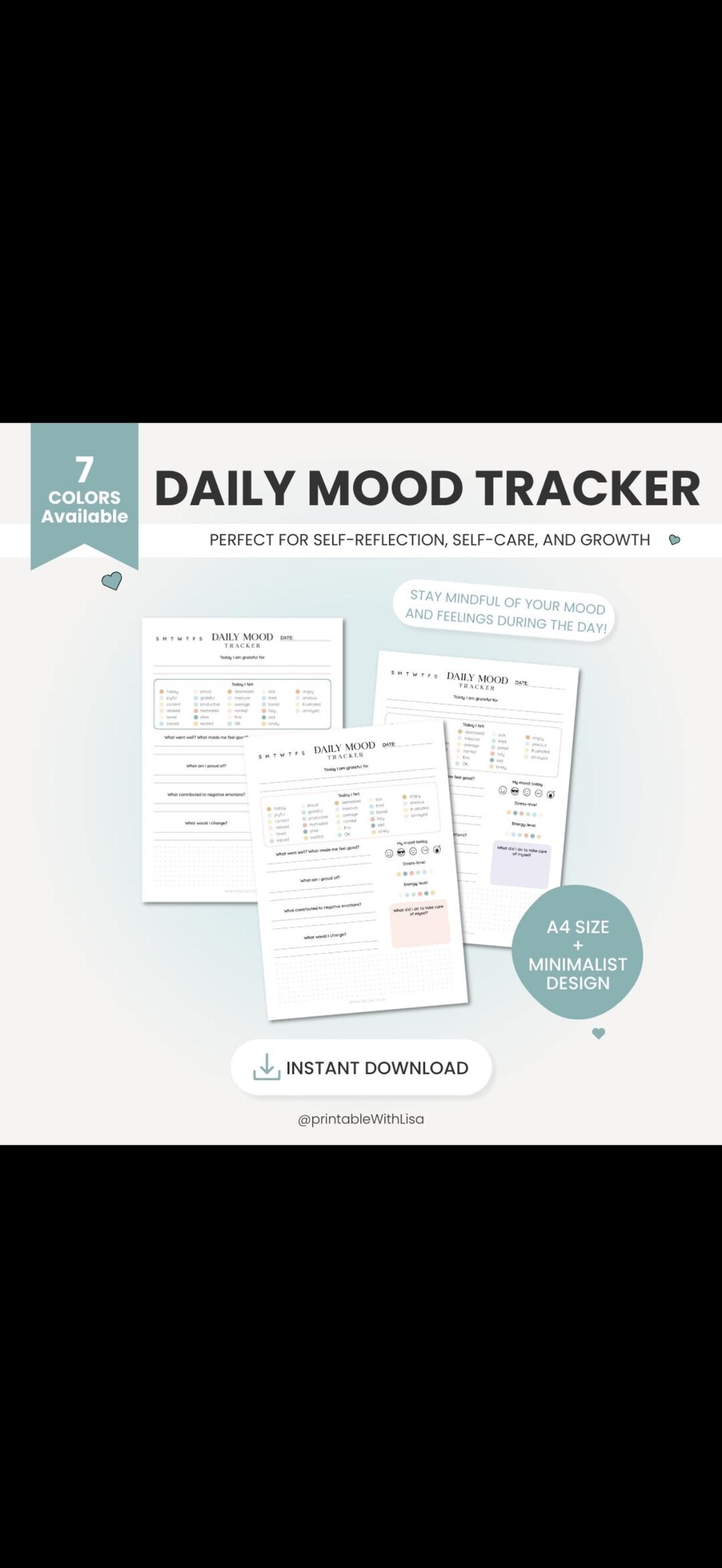 Daily Mood Tracker Printable – Gentle Emotional Check-In | Mental ...