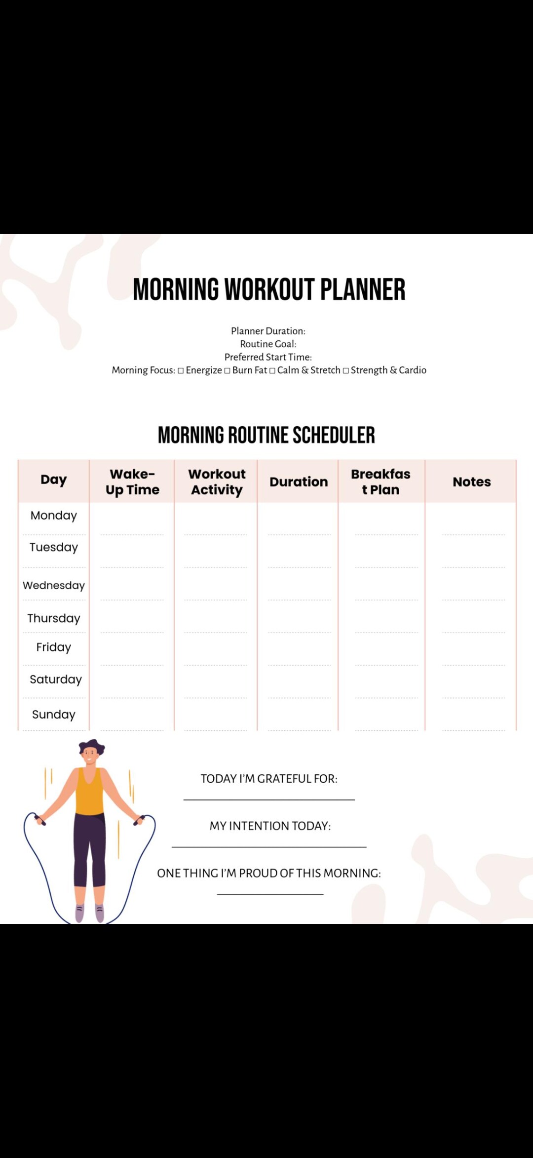 Morning Intention Daily Printable | Calm Morning Routine Worksheet ...