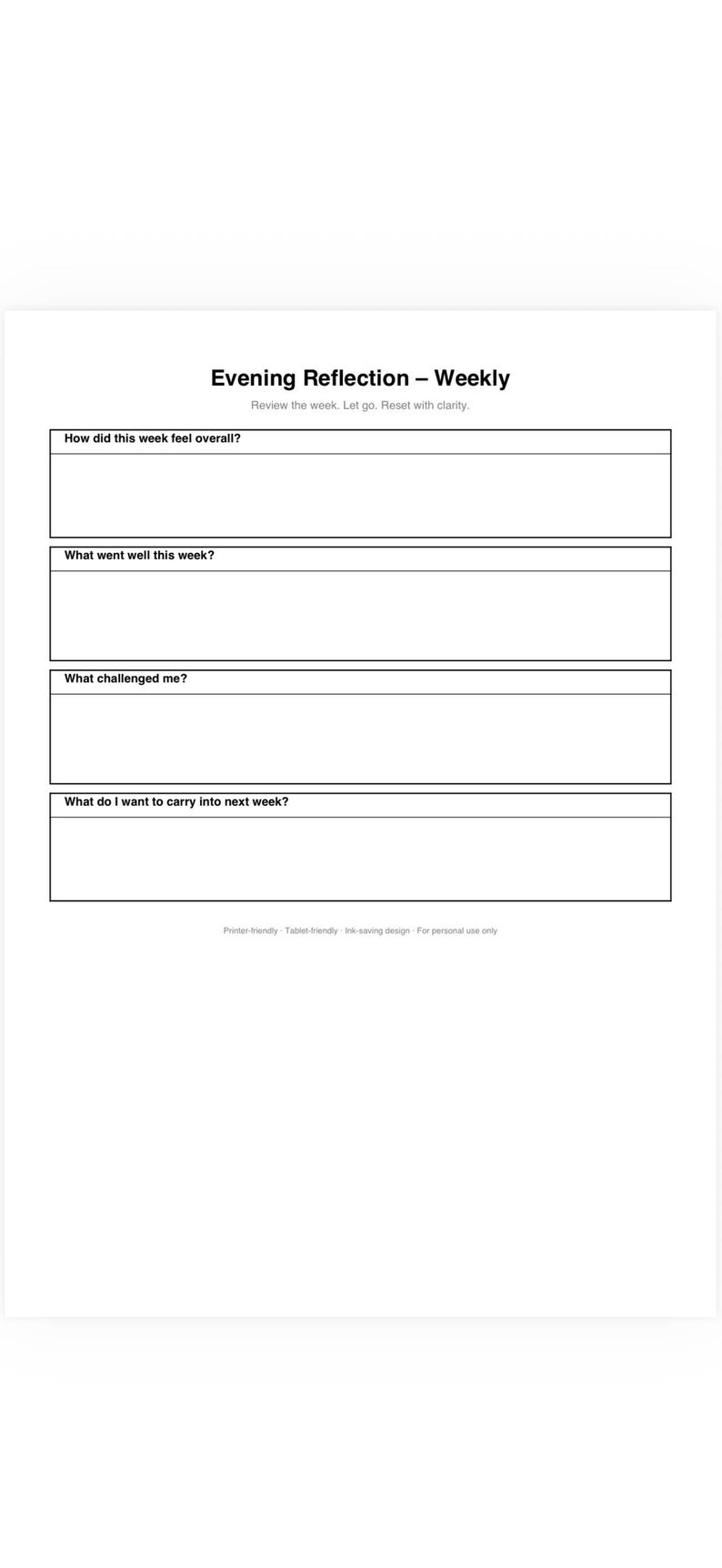 Evening Reflection Bundle Printable | Daily Weekly Notes | Calm Night ...