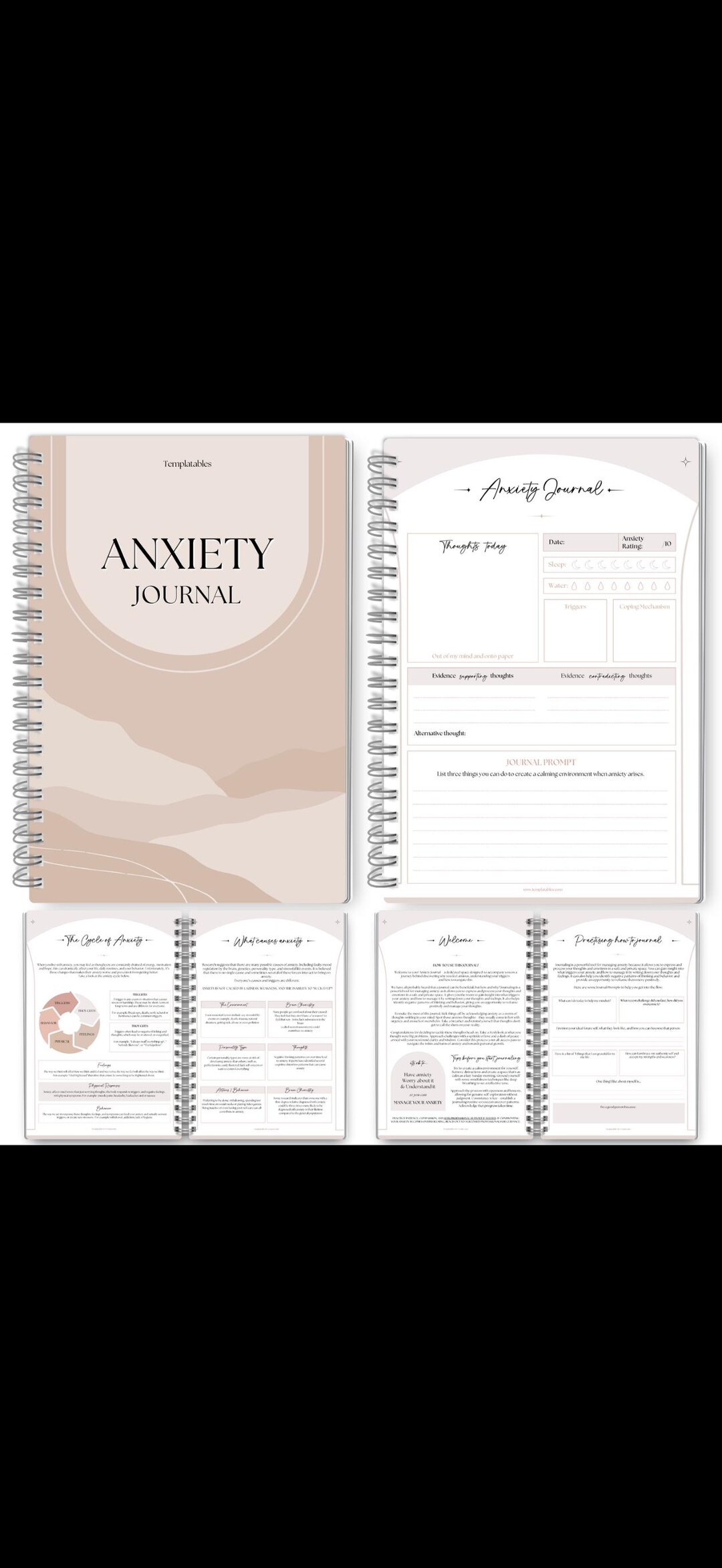 Anxiety Relief Notes Printable | Calm Anxiety Journal Pages | Minimal ...