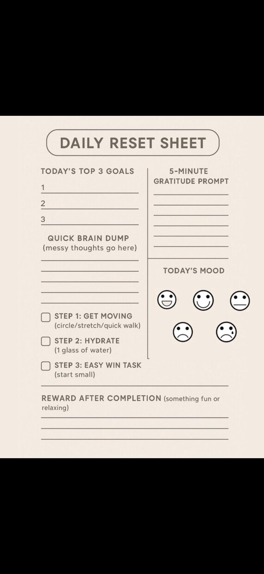 Daily Calm Reset Planner Printable | Anxiety Relief Worksheet | Stress ...