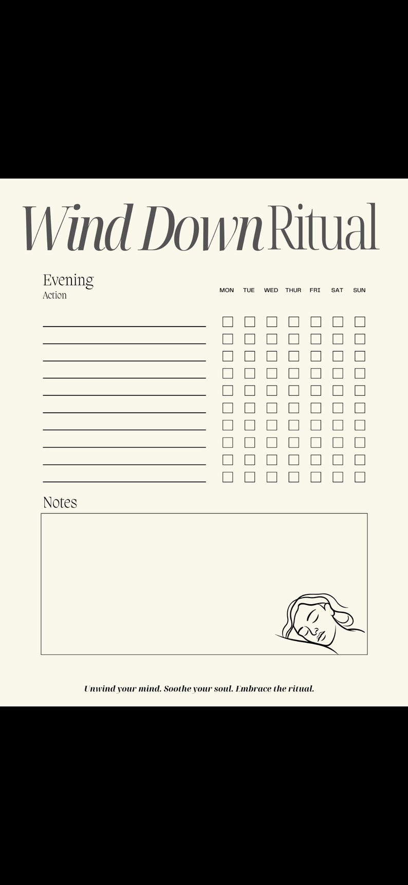 Evening Wind Down Sheet Printable Night Routine Calm Mind Sleep Self ...