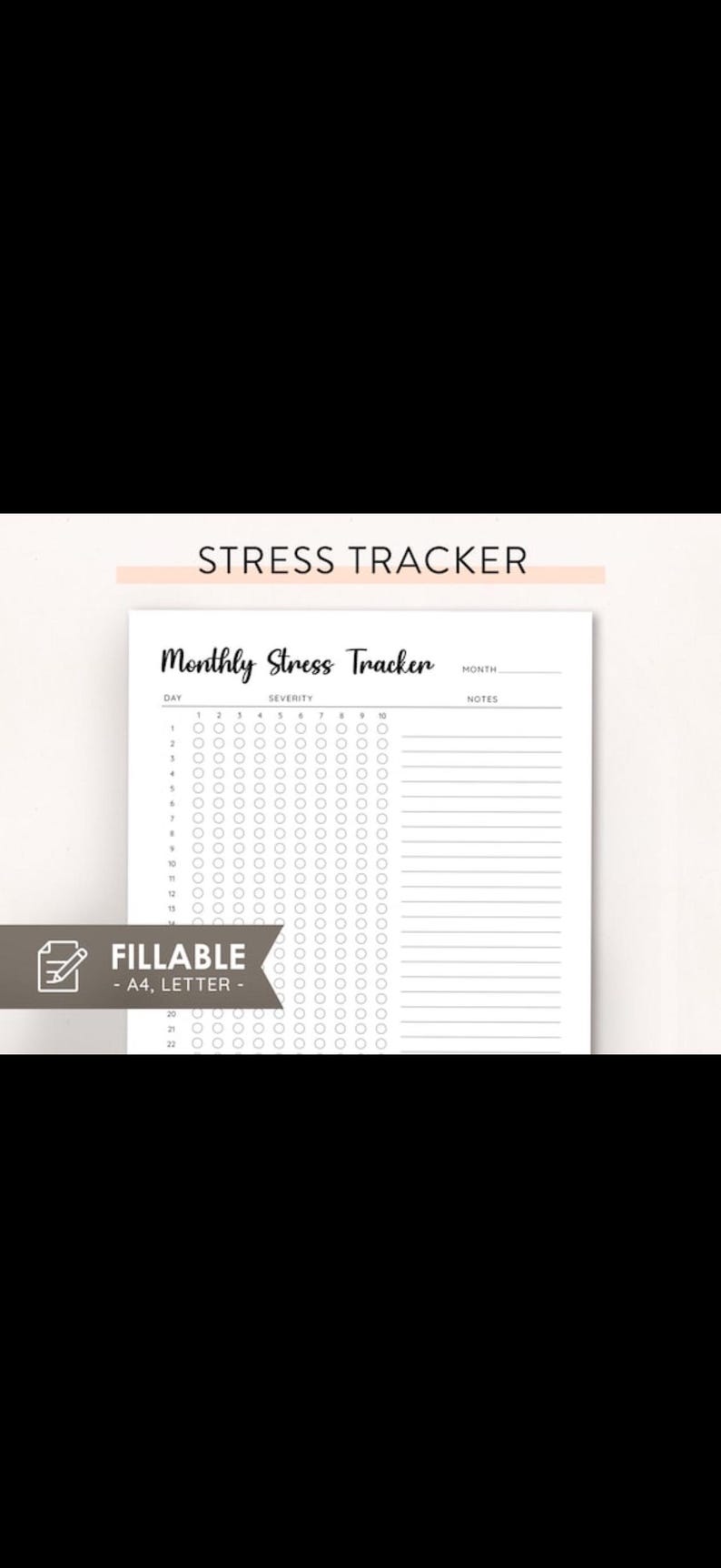 Weekly Stress Tracker Printable PDF Stress Management Journal Digital ...