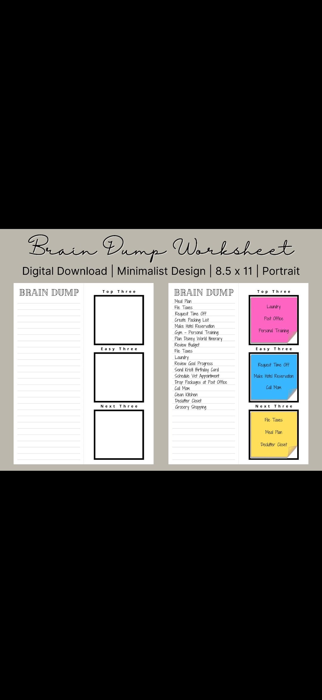 Guided Stress Brain Dump Printable | Stress Relief Worksheet PDF | Calm ...