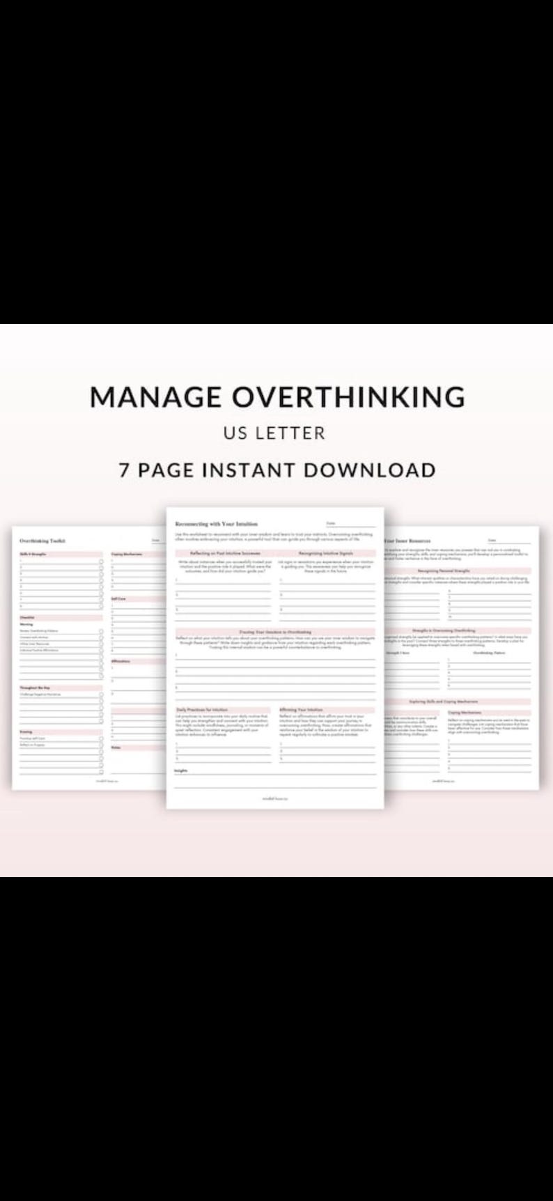 Overthinking Check-in Worksheet | Stop Mental Loops & Racing Thoughts ...