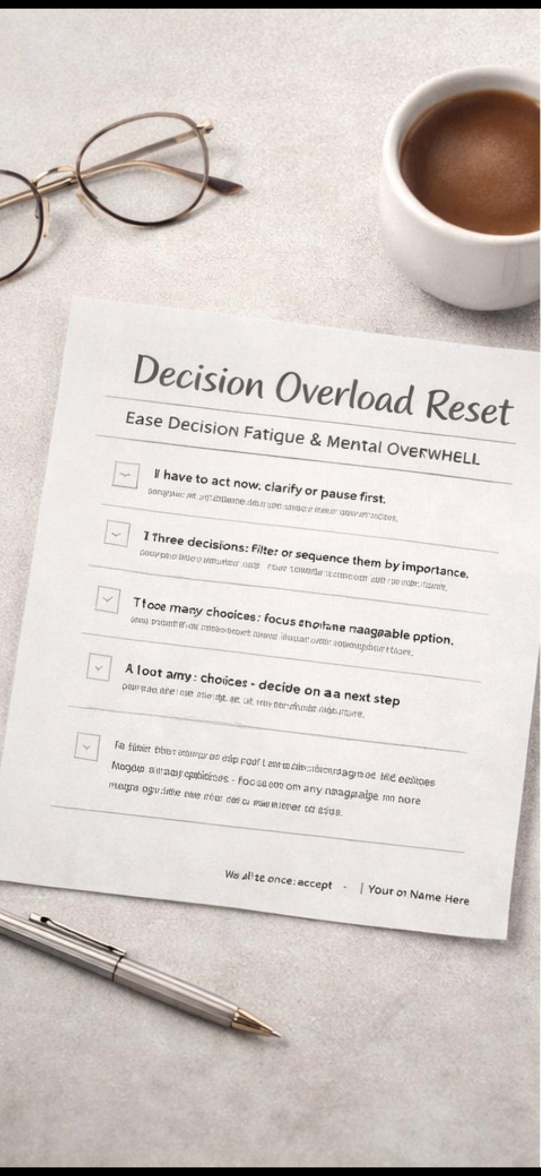 After Too Many Decisions Worksheet – Decision Overload Reset to Release ...