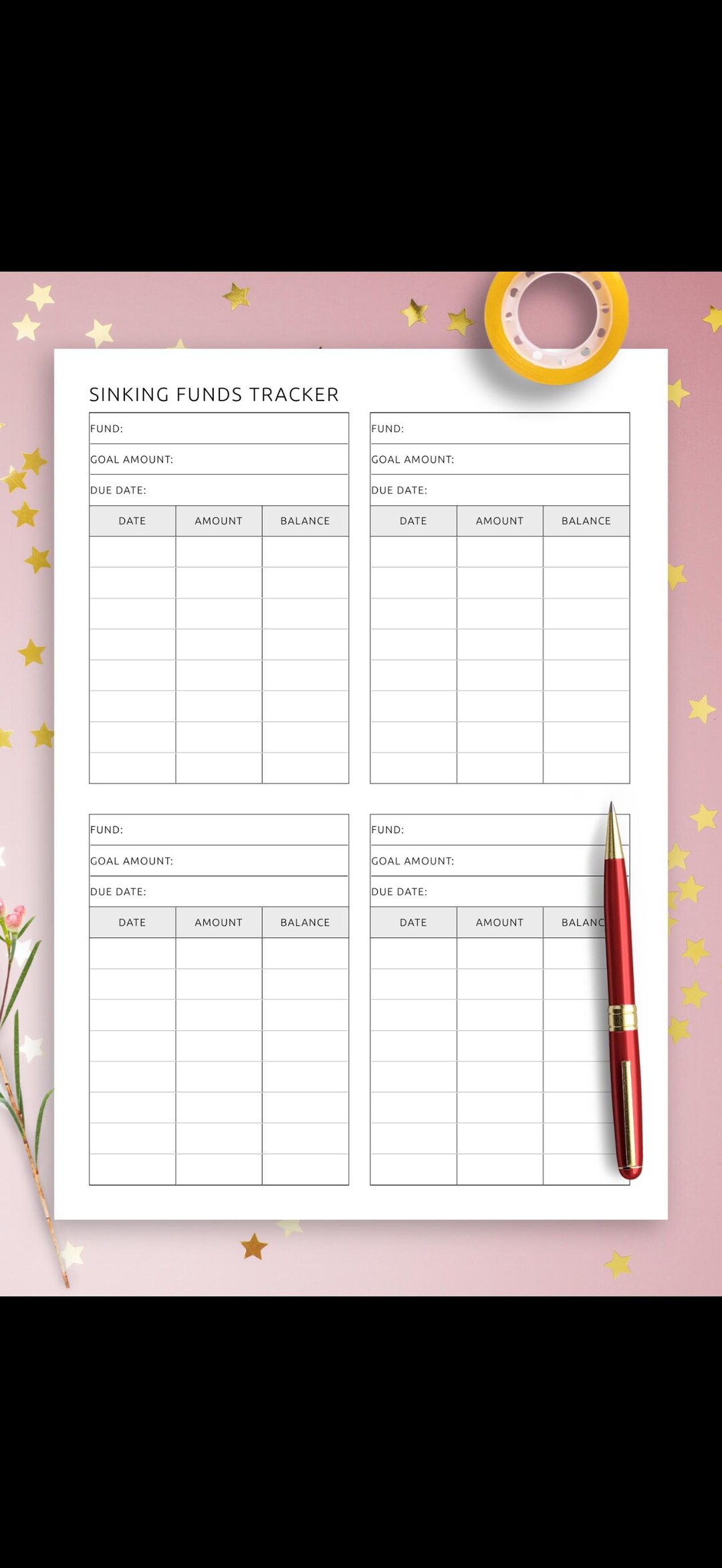 Sinking Funds Tracker Printable Minimal Budget Planner Simple Savings ...