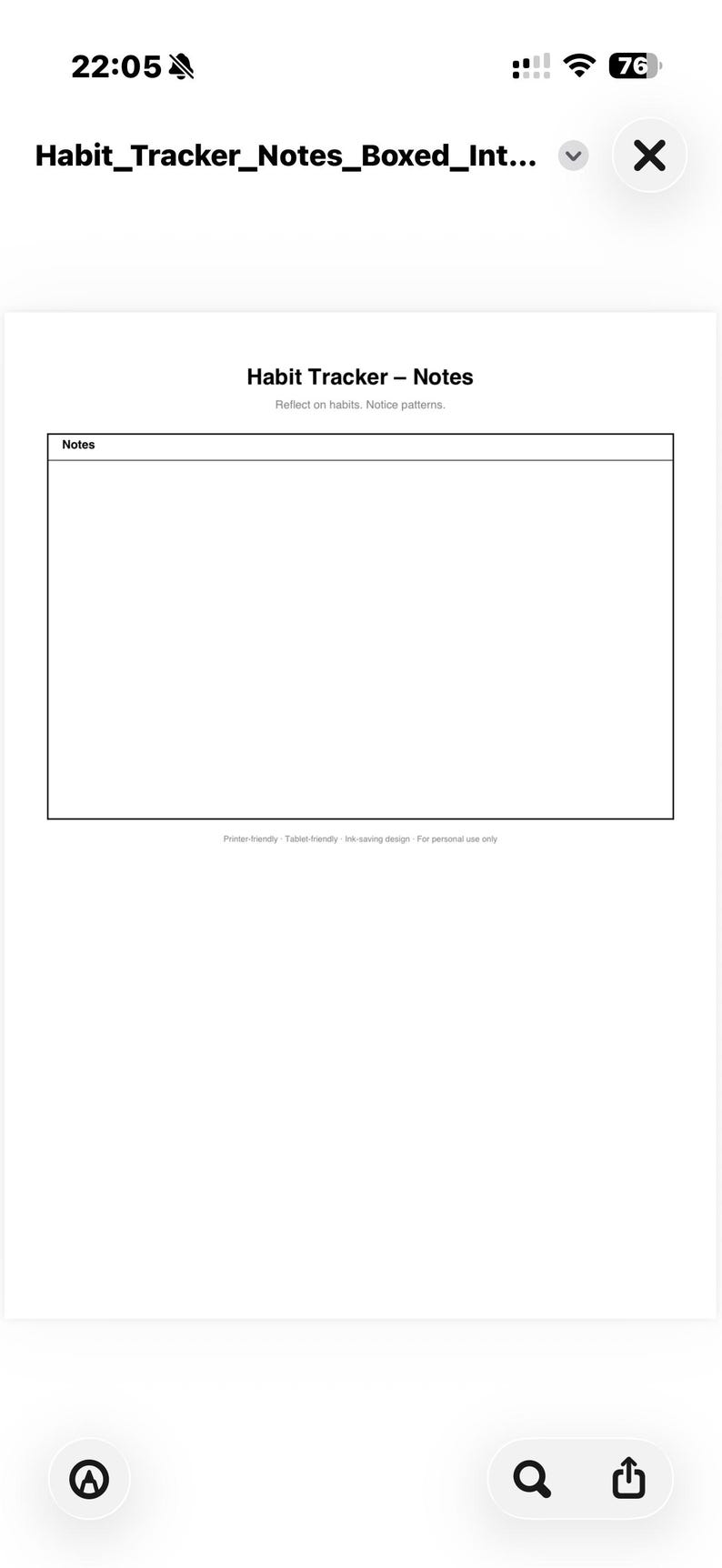 Habit Tracker Notes Printable | Habit Reflection Pages | Minimal Habit ...
