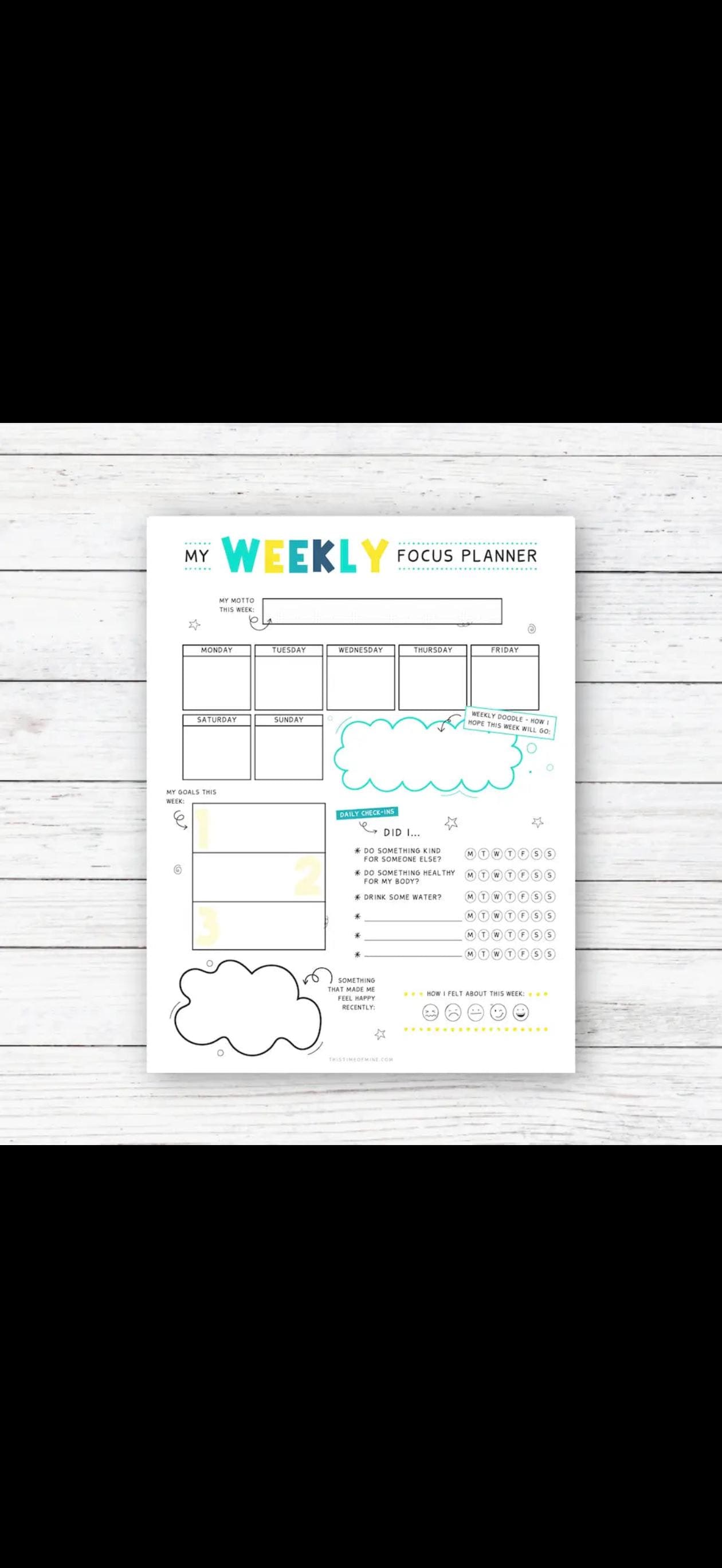 Weekly Focus Planner Minimal Printable Productivity Planner Digital PDF ...