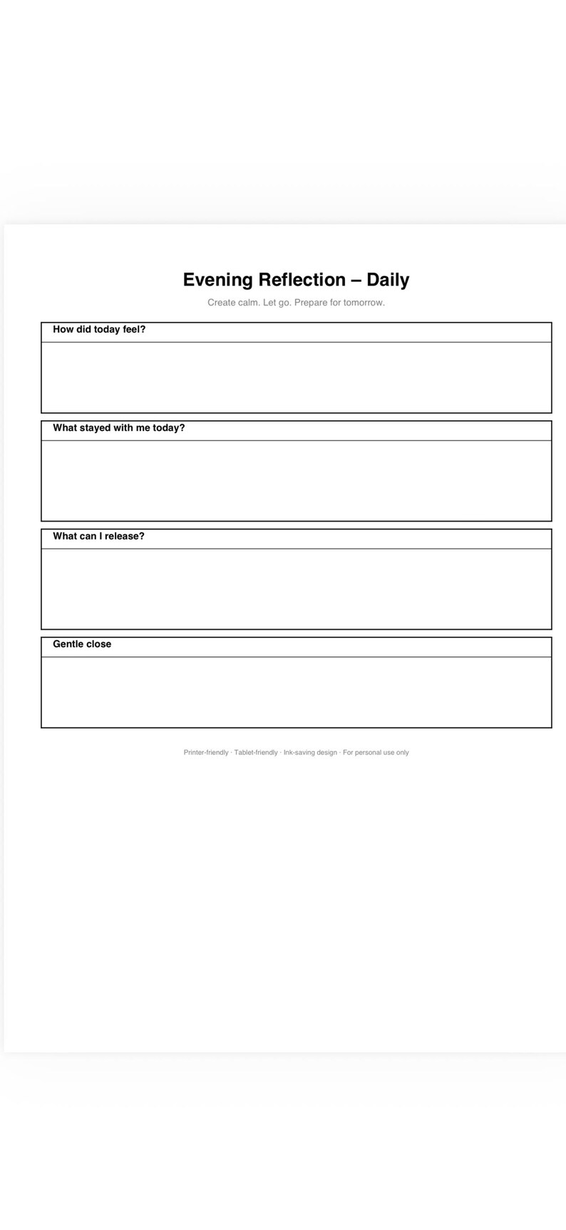 Evening Reflection Bundle Printable | Daily Weekly Notes | Calm Night ...