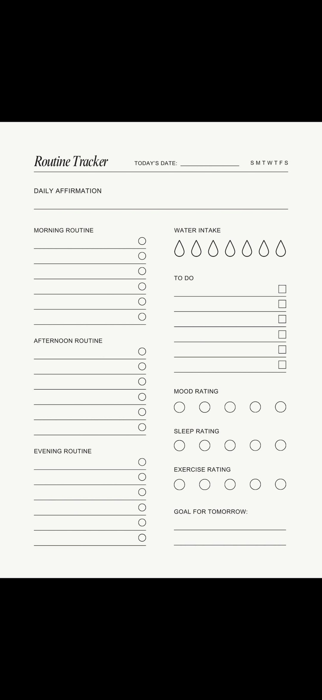 Weekly Evening Routine Planner Printable Minimal Night Planner PDF ...