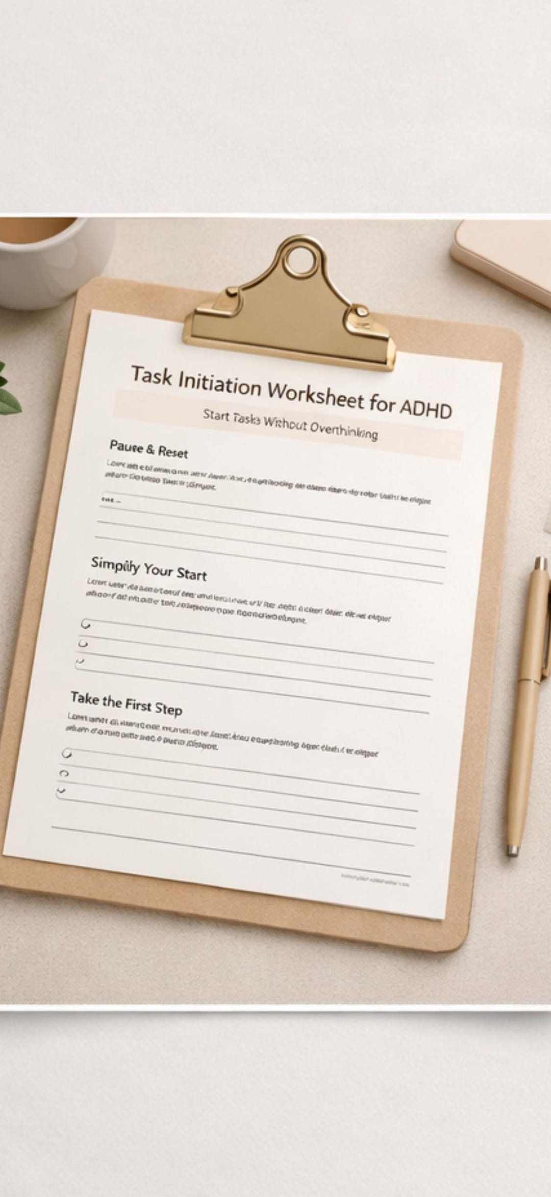 Task Initiation Reflection Page for ADHD | Understand Start Resistance ...