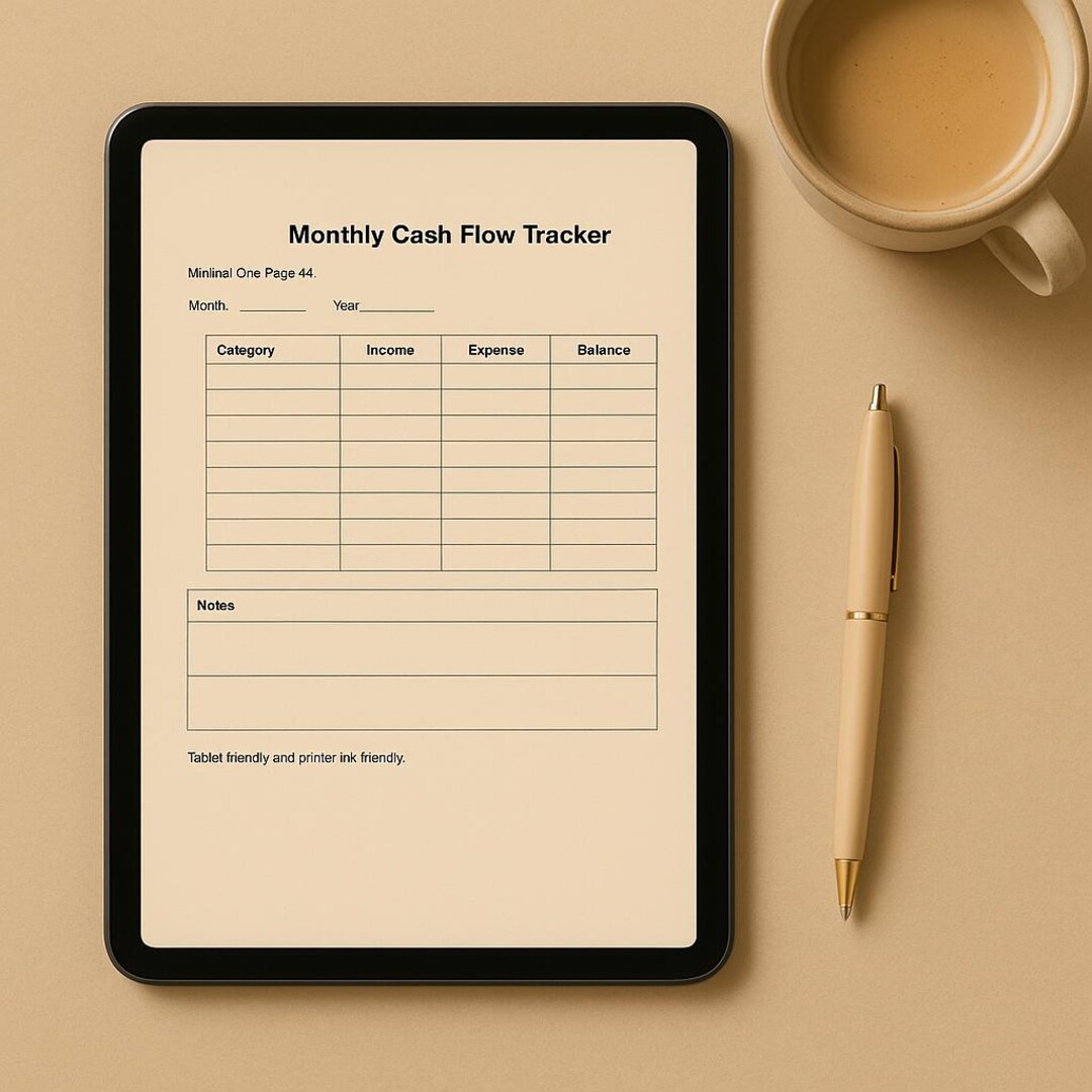 Monthly Cash Flow Tracker Printable A4 Minimal Income & Expense Planner ...