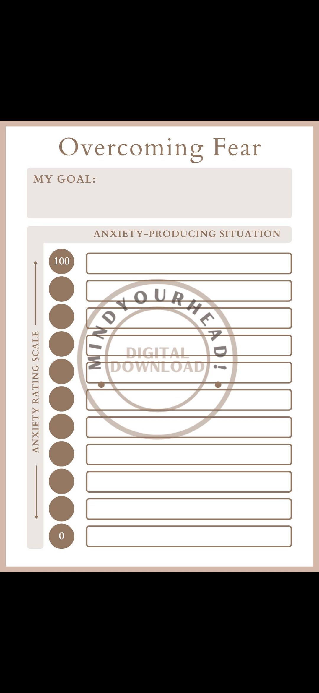 Fear Response Worksheet | Observe Fear Without Reacting | Calm Anxiety ...
