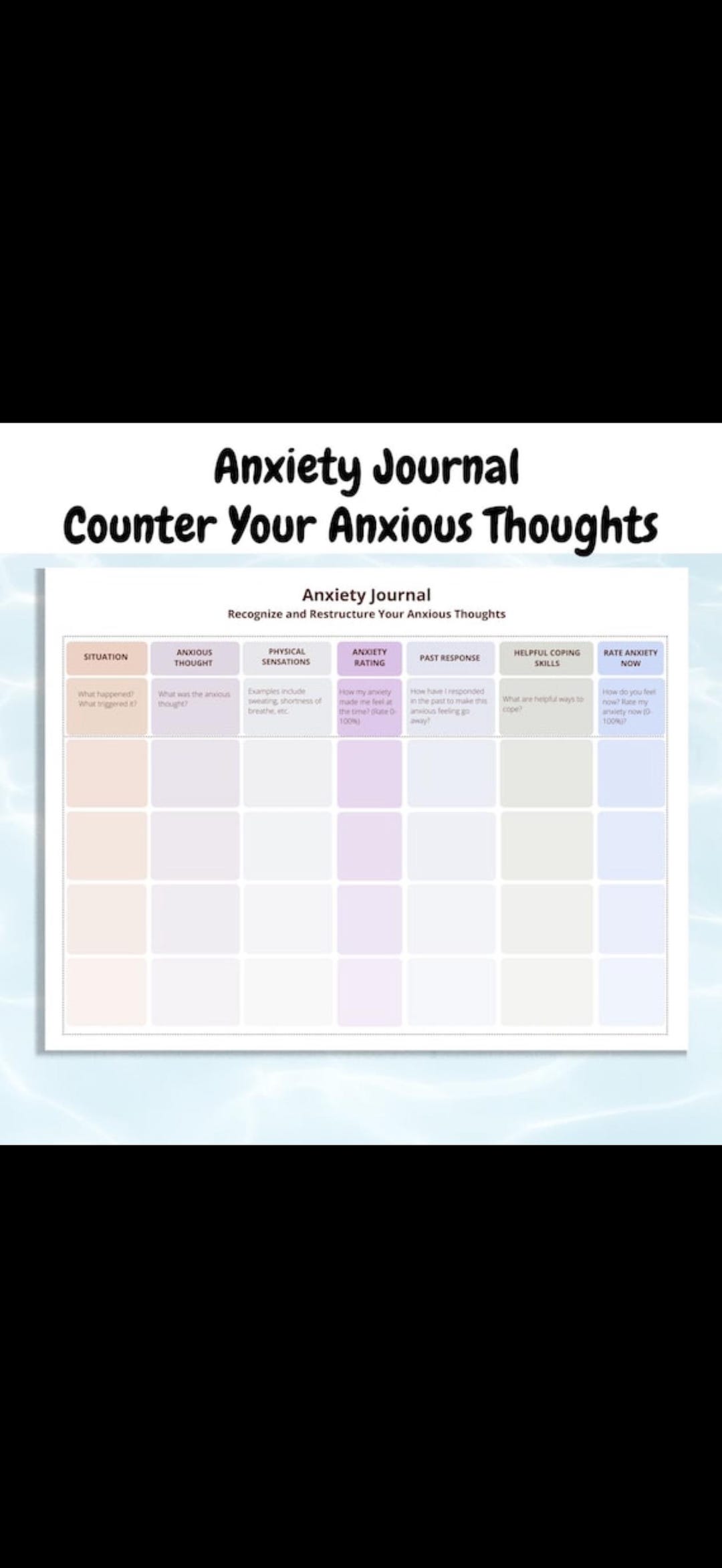 Anxiety Calm Check Printable | Anxiety Relief Worksheet PDF | Calm ...