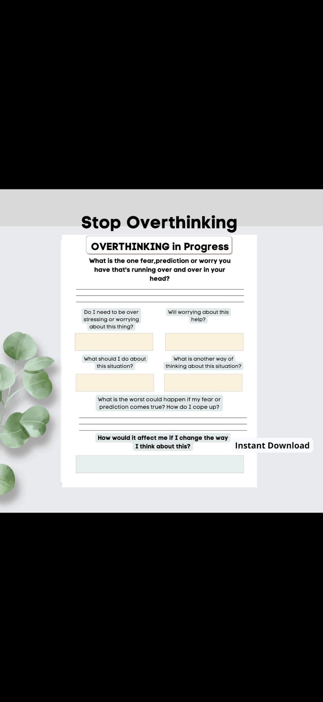 Overthinking Notes Sheet Printable A4 | Release Racing Thoughts ...