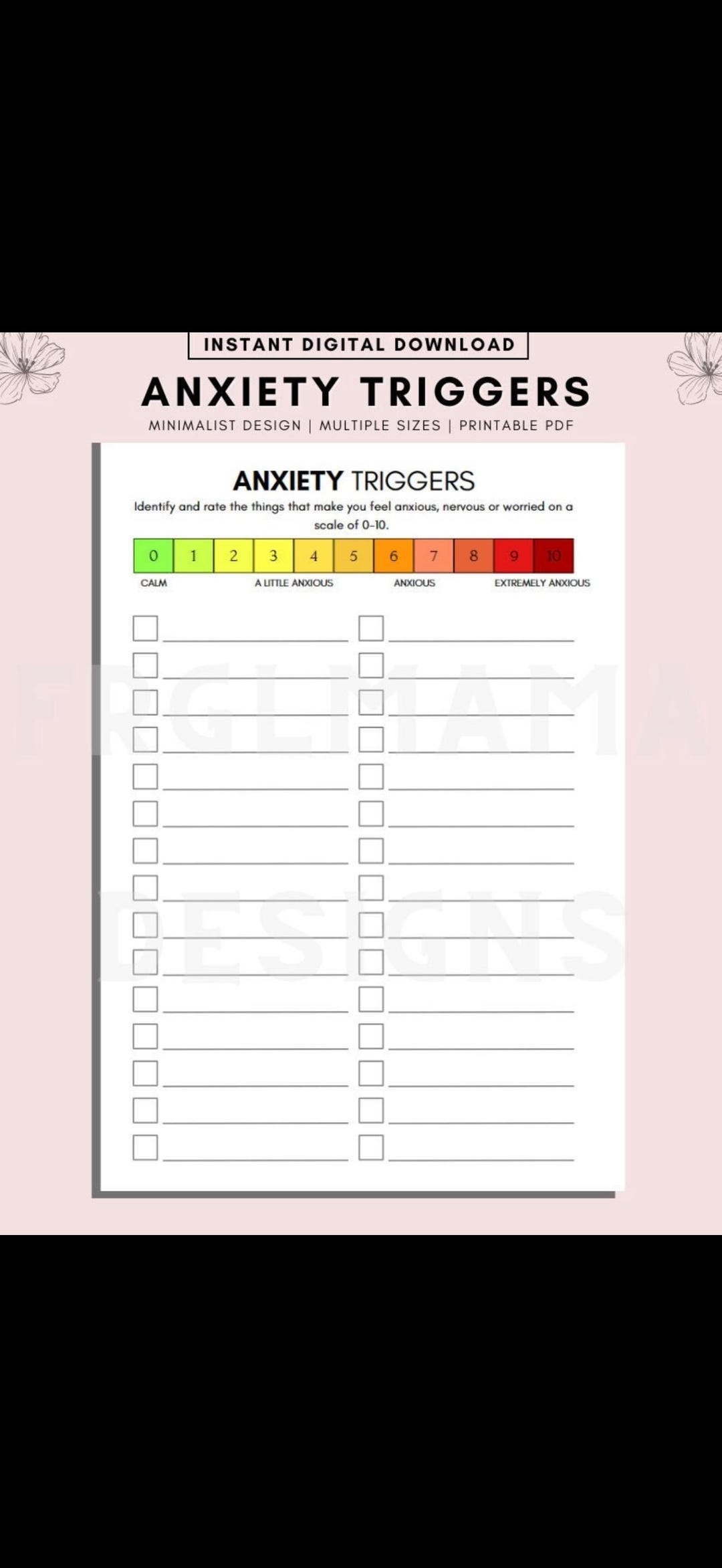 Workday Anxiety Notes Let Go Worksheet | Release Work Stress, Calm ...