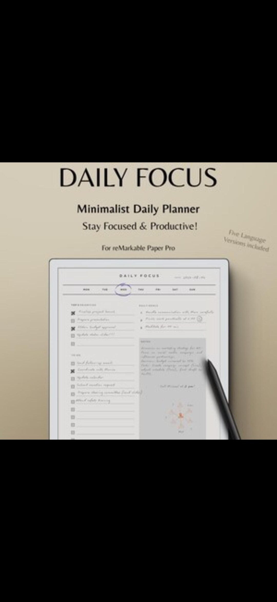 Daily Focus Planner Printable for Productivity Simple Focus and Task ...
