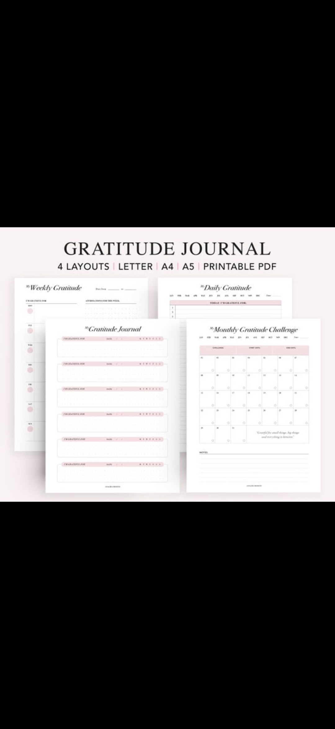 Monthly Gratitude Tracker Printable Minimal Journal Page for ...
