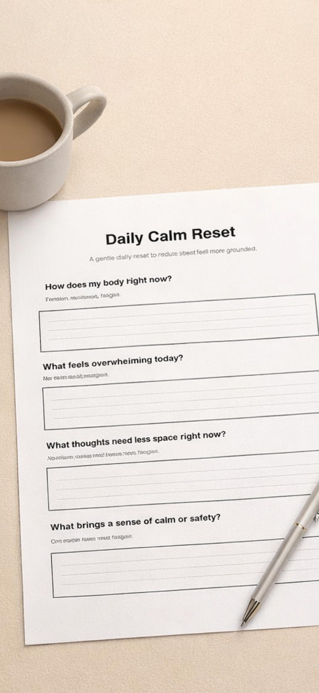 Daily Calm Reset Worksheet – Gentle Mental Reset for Overwhelm, Stress ...
