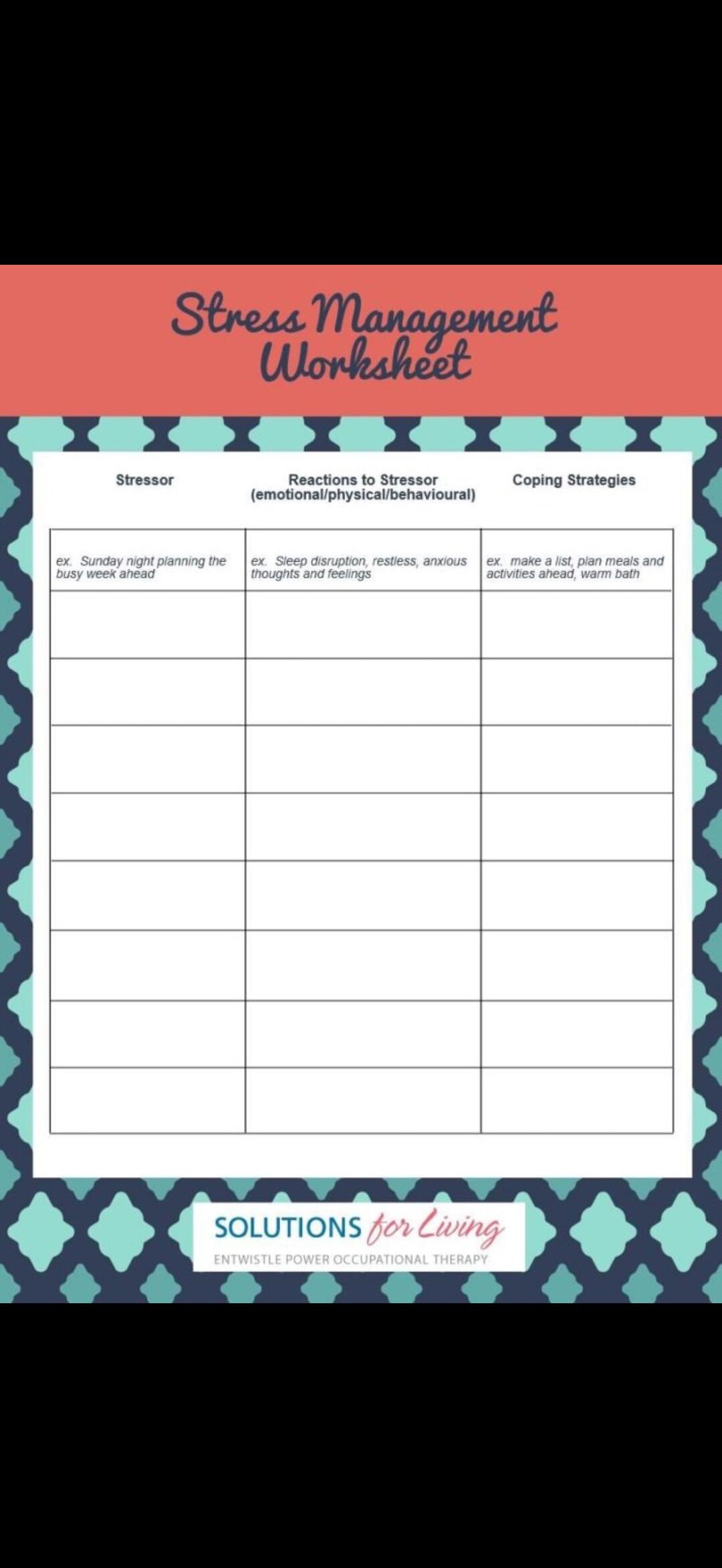 Work Stress Evening Worksheet | After Letting Work Go | Feel Relief ...