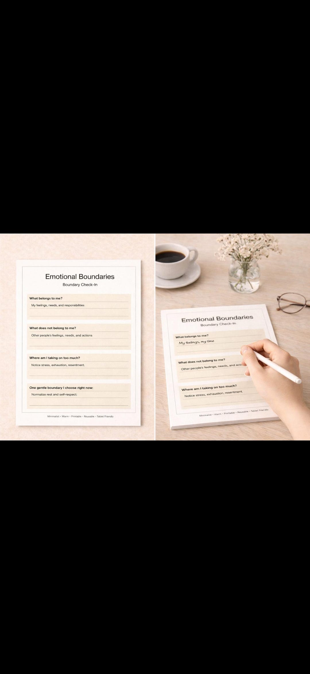 Emotional Boundaries Check-in | Set Healthy Boundaries | Printable ...