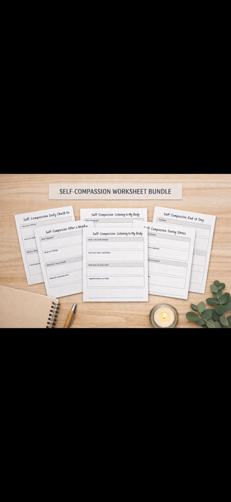 Self Compassion Bundle Printable | Kind Self Talk Worksheets | Trauma ...