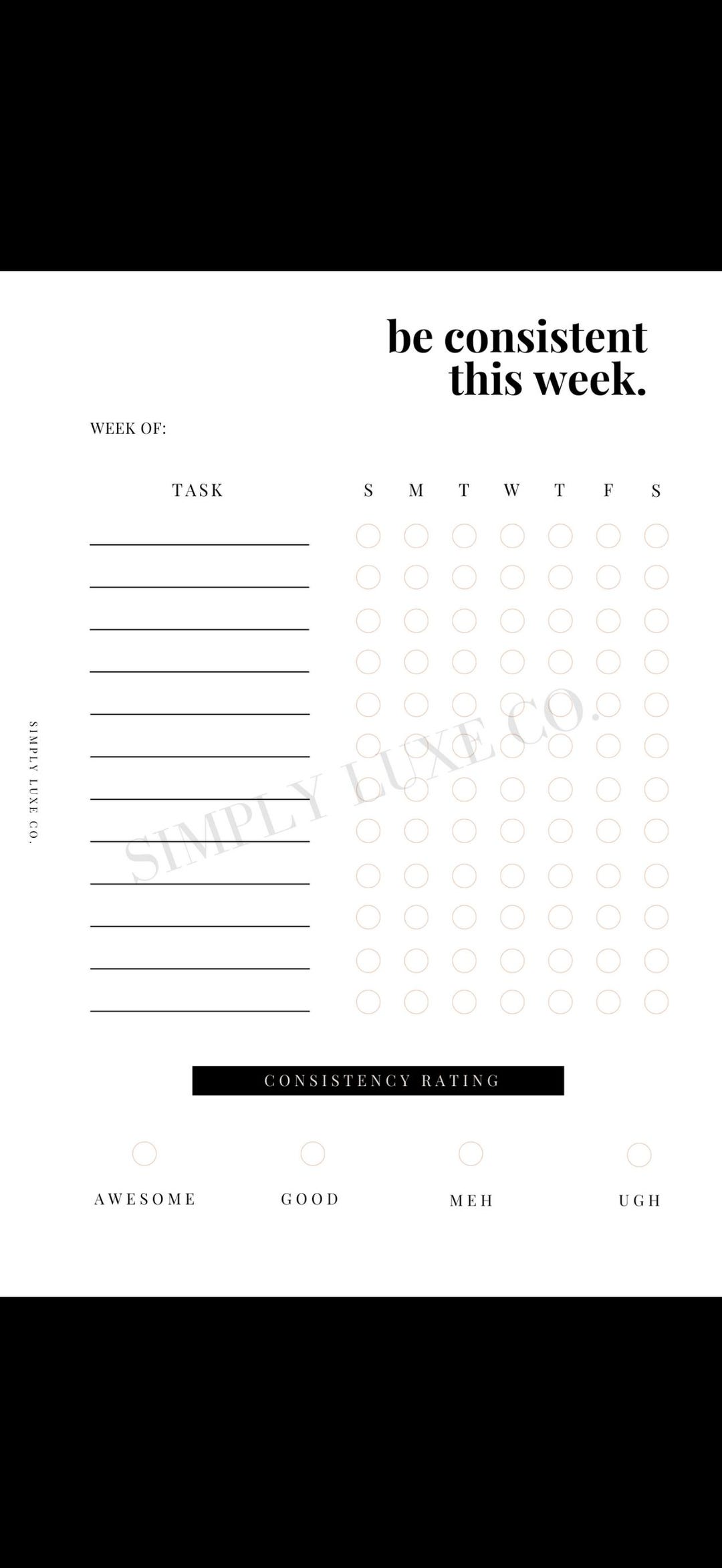 Consistency Tracker Printable One Page Habit Tracker Daily Progress ...