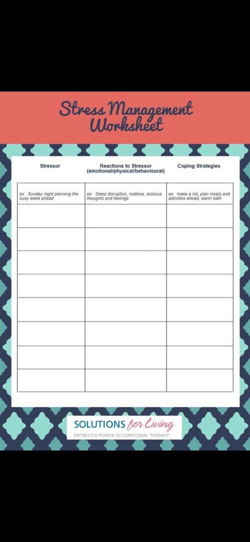 Daily Stress Release Worksheet Printable A4 Warm Calm Self Care - Etsy