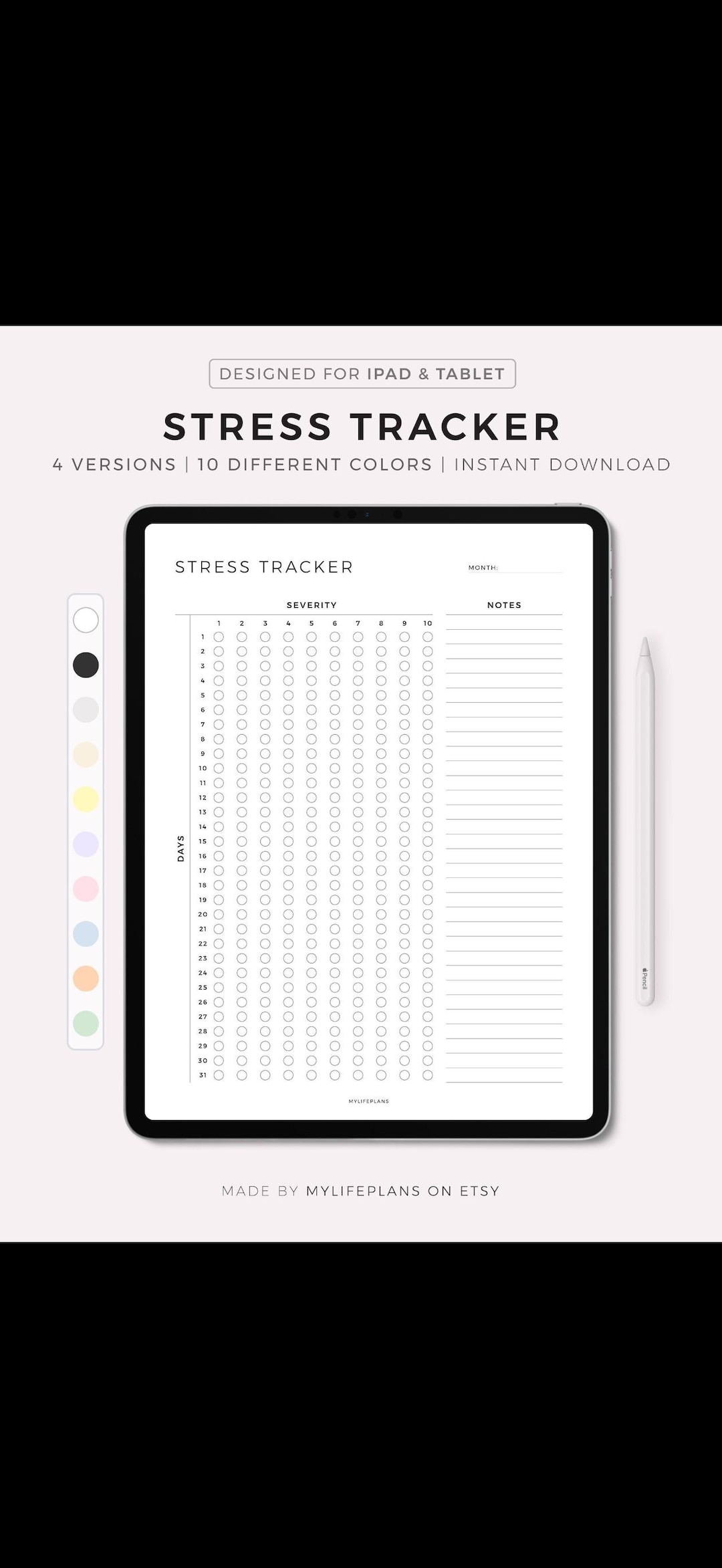 Weekly Stress Tracker Printable PDF Stress Management Journal Digital ...