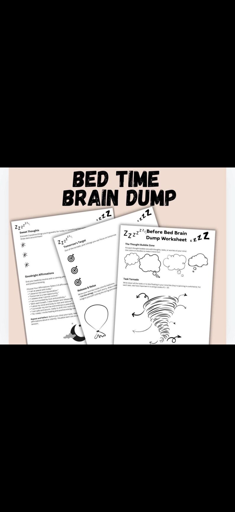 Guided Evening Brain Dump Printable | Night Reflection Worksheet PDF ...