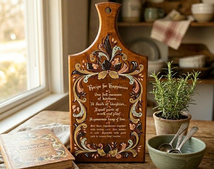 Vintage 1964 Scandinavian Rosemaling Wall Art | Mid Century Kitchen ...