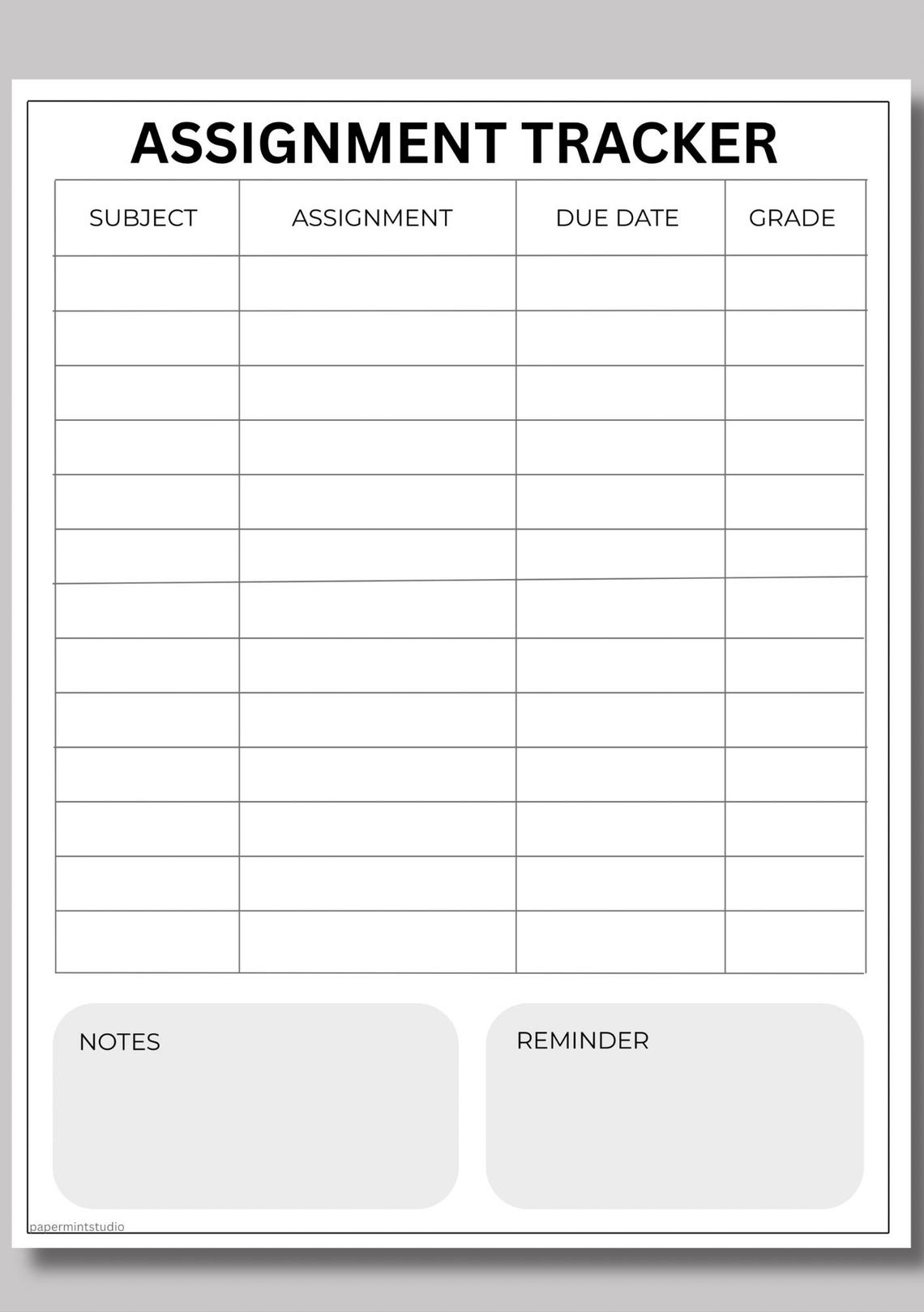 Student Assignment Tracker Printable, Homework Planner PDF, Study ...