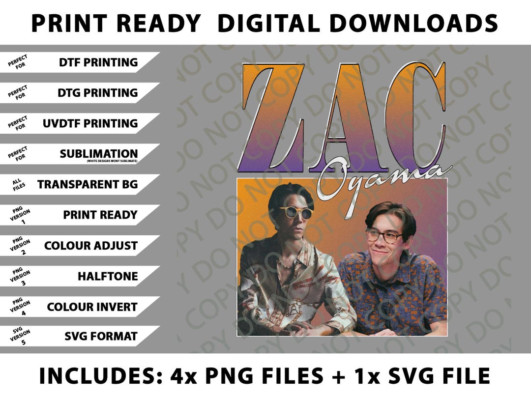Zac Oyama Homage Classic 90s Style Png Bundle, SVG Files, Digital ...