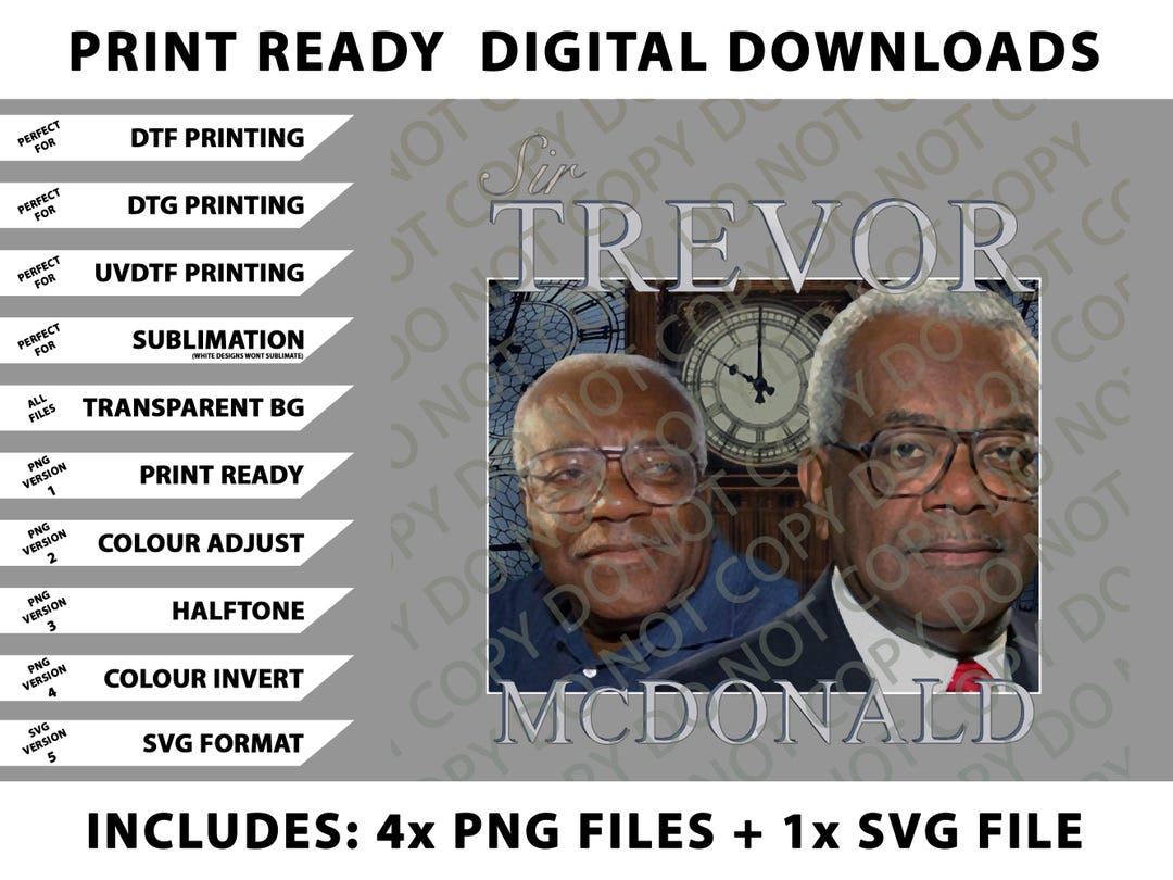 Sir Trevor Mcdonald Homage Png Bundle, SVG Files, Digital Downloads - Etsy
