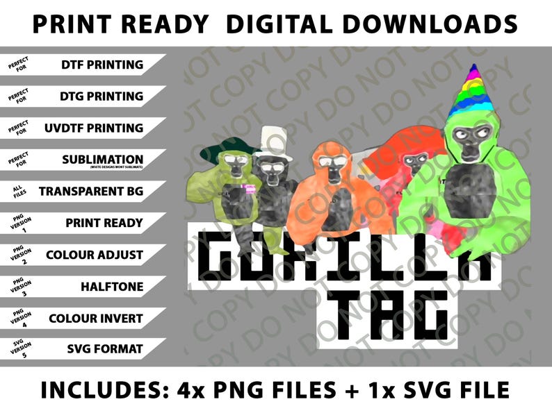 Gorilla Tag Merch Gorilla Tag Party Time Birthday Gangs Png Bundle, SVG ...