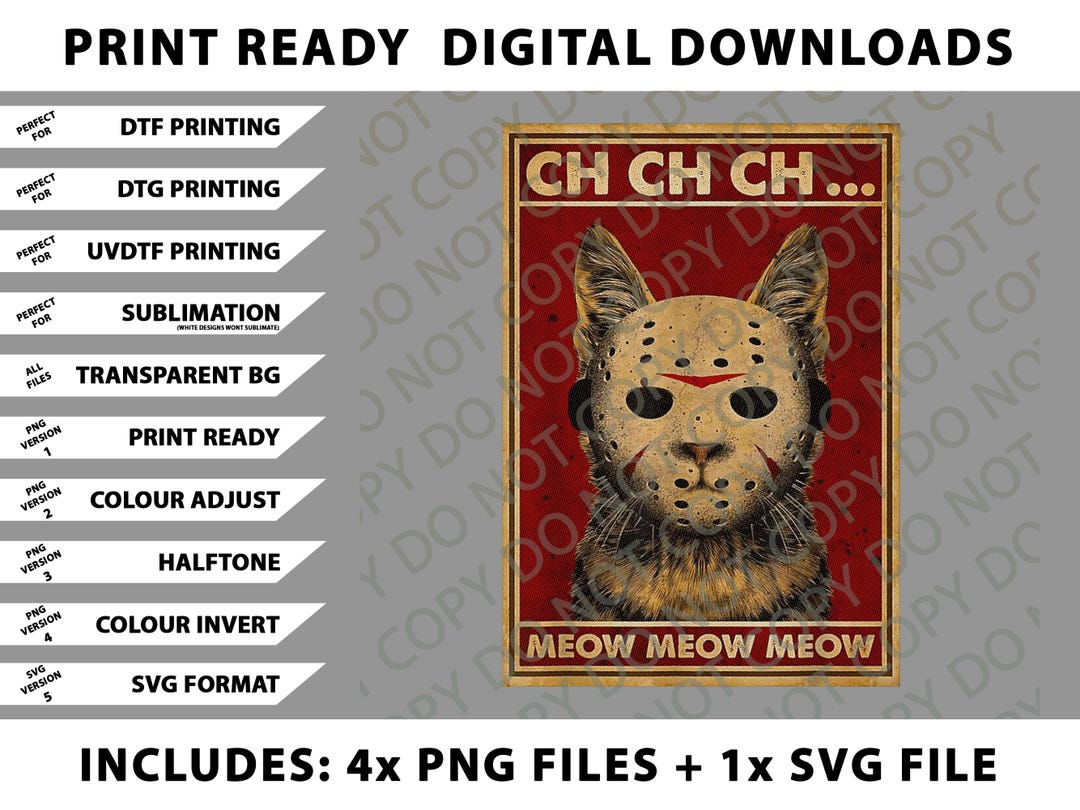 Horror Jason Cat Meow Metal Png Bundle, SVG Files, Digital Downloads - Etsy