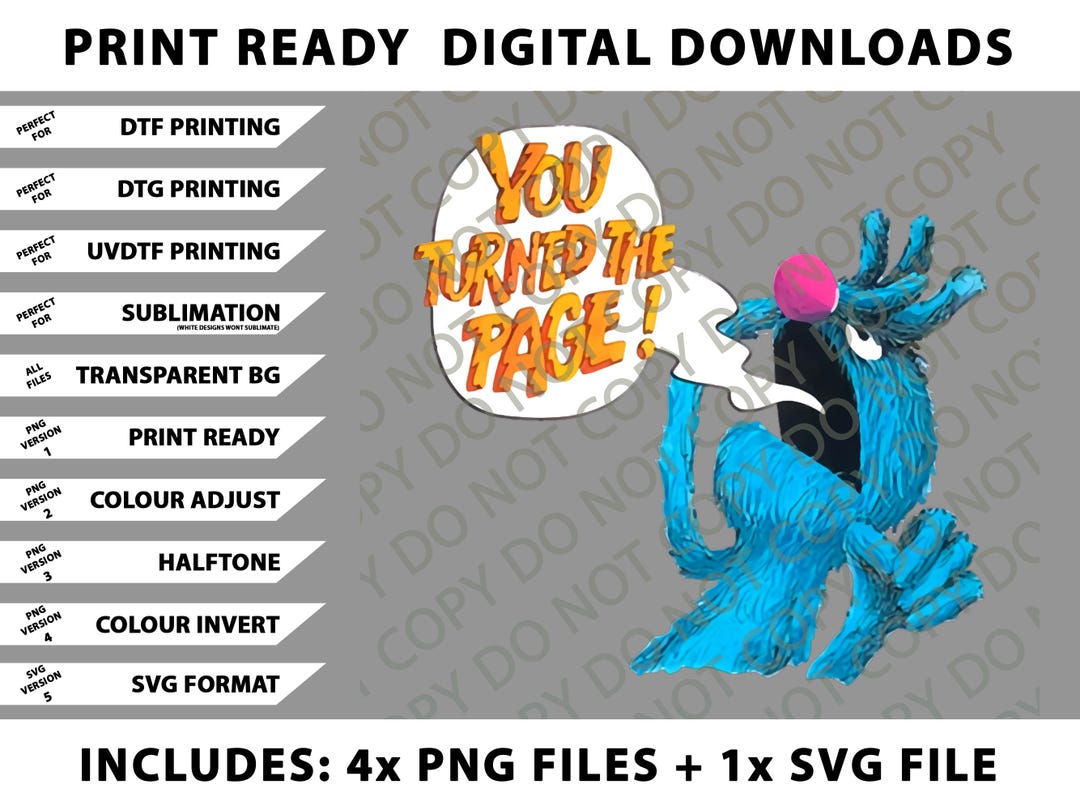 Monster Book Tshirt, Turned the Page Png Bundle, SVG Files, Digital ...