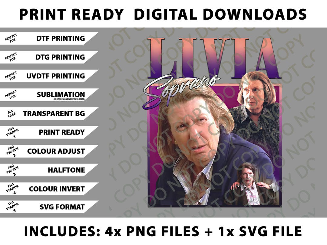 Livia-soprano 90s Style Homage Png Bundle, SVG Files, Digital Downloads ...