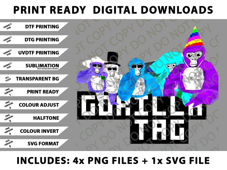 Gorilla Tag Merch Gorilla Tag Party Time Birthday Gangs Png Bundle, SVG ...