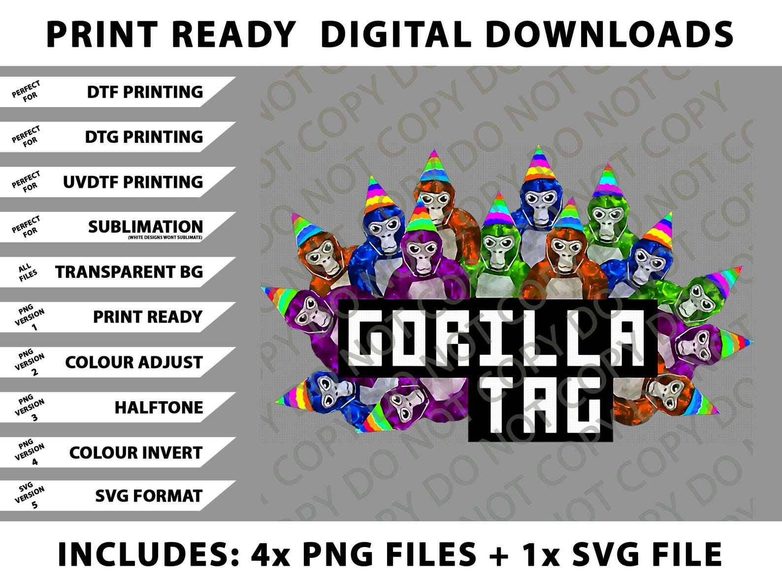 Gorilla Tag Moke Shirt, Birthday Gorilla Png Bundle, SVG Files, Digital ...